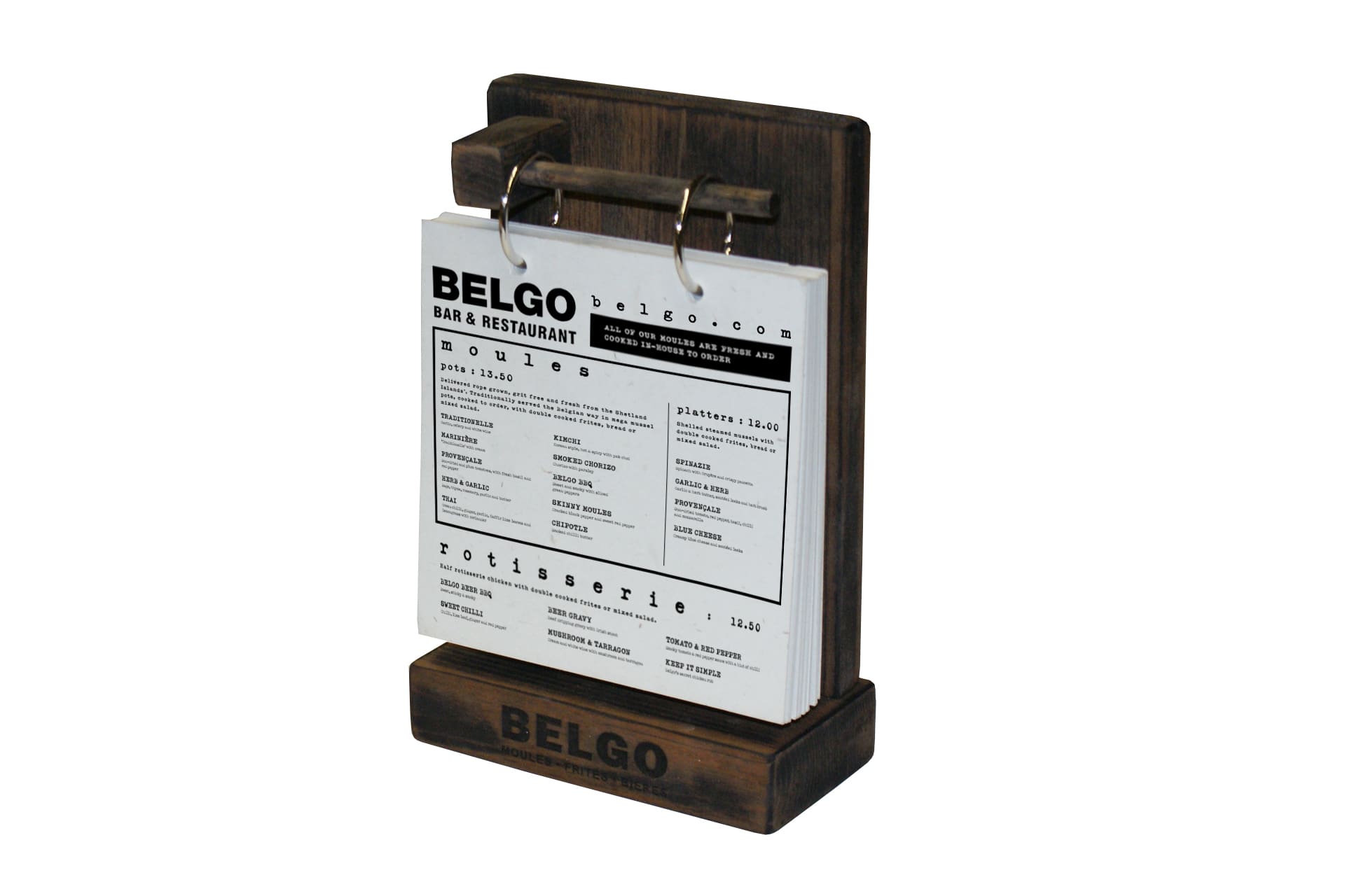 Custom wooden menu holders and condiments table display